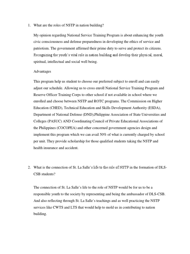 NSTP's Role in Nation Building | PDF | Social Science