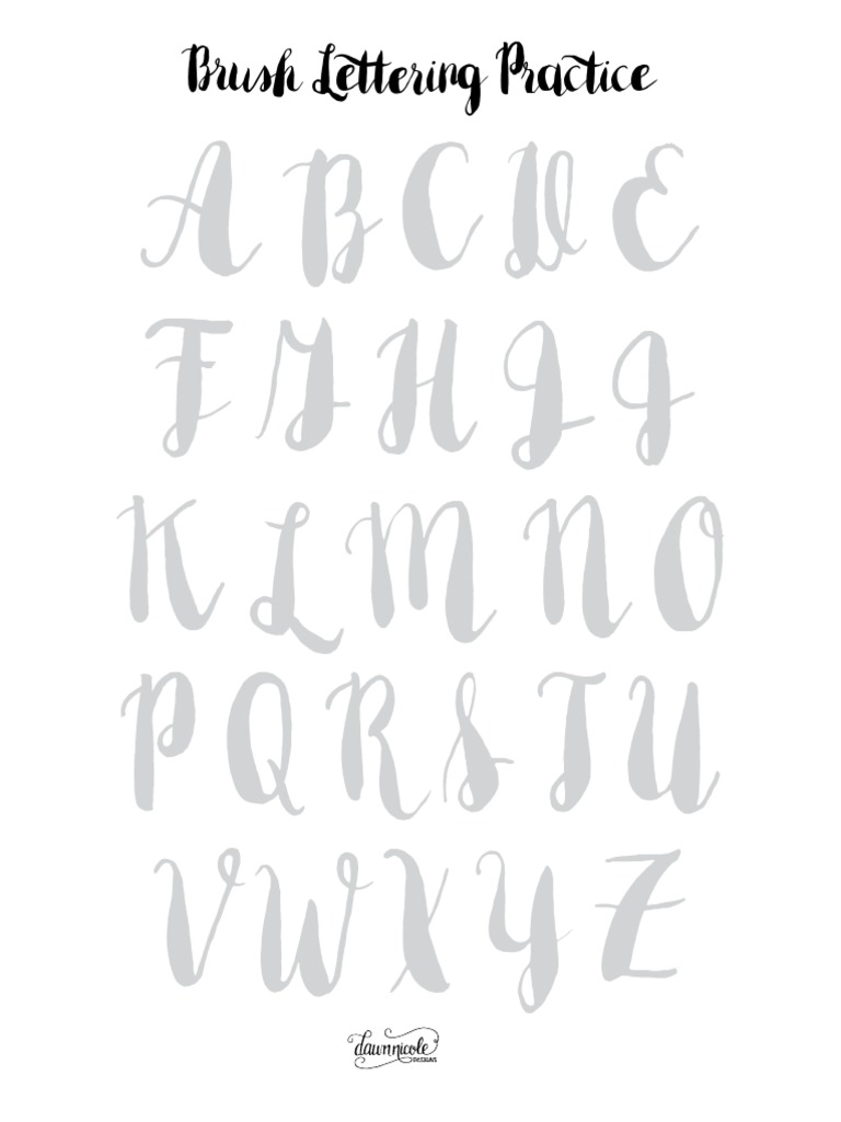 Brush Lettering Practice Sheets DawnNicoleDesigns | PDF