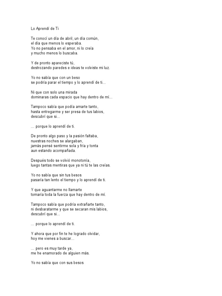 Ha Ash Lo Aprendi de Ti | PDF | Poesía