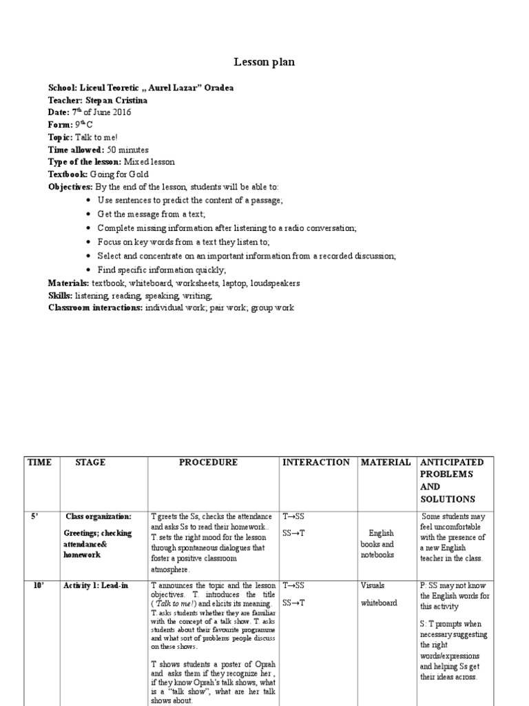 Talk To Me Lesson Plan | PDF | Oprah Winfrey | Lesson Plan