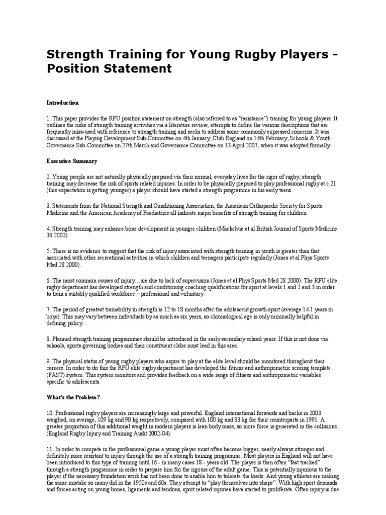 Strength Training For Young Rugby Players | PDF | Strength Training ...