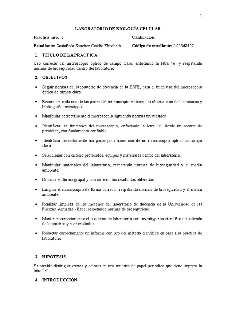 Uso correcto del microscopio óptico | PDF | Microscopio | Ligero