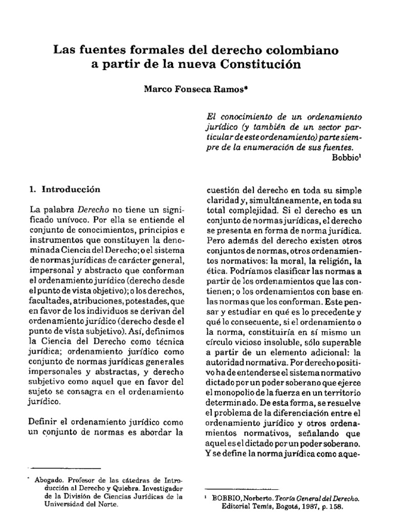 4 Las Fuentes Formales Del Derecho Colombiano | Fuentes del derecho ...