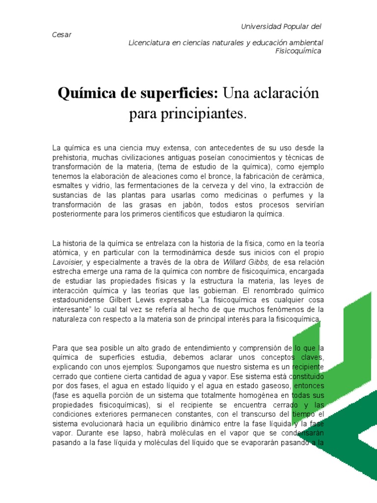 Química de Superficies | PDF | Importar | Química