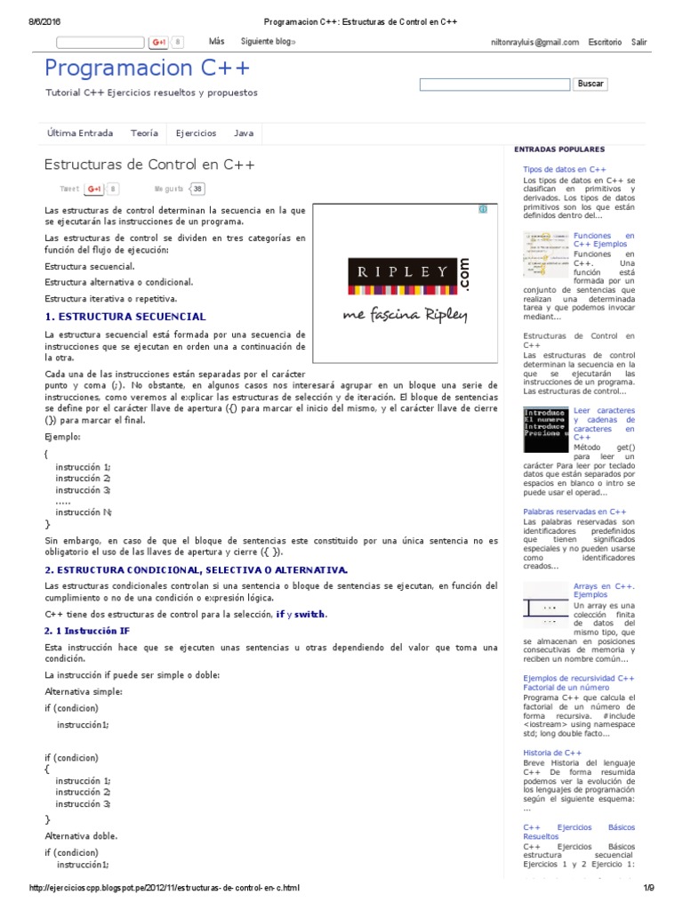 Estructuras de control en C++: Secuenciales, condicionales e iterativas ...