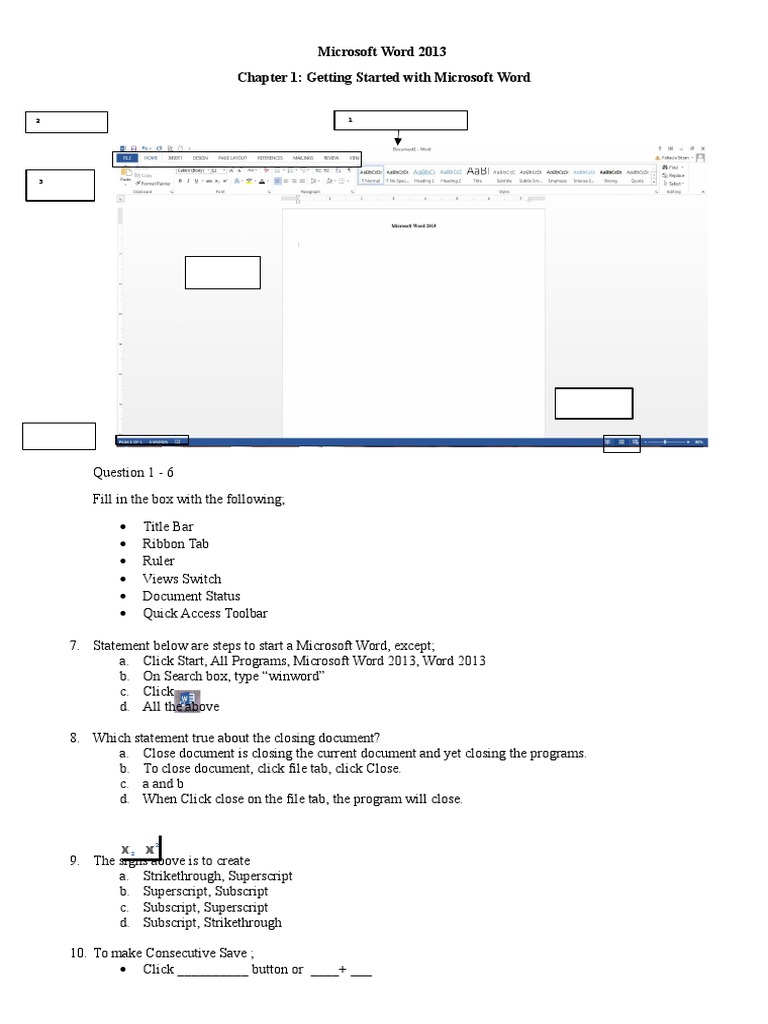 Chapter 1 Ms Word Summary Quiz | PDF | Microsoft Word | System Software