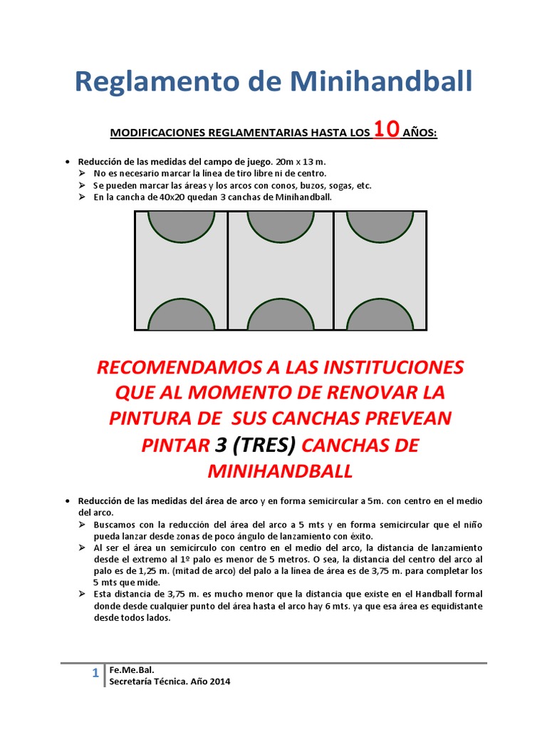 Reglamento de Minihandball | Descargar gratis PDF | Asociación de ...
