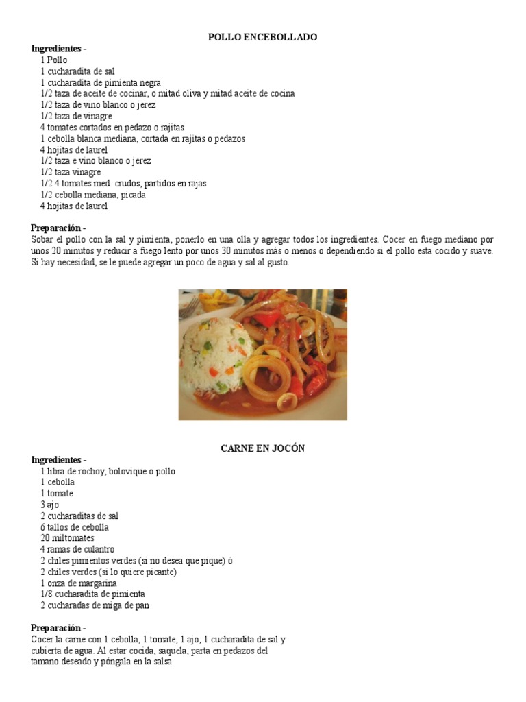 5 Recetas de Comidas en Ingles y Español | PDF | Cilantro ...