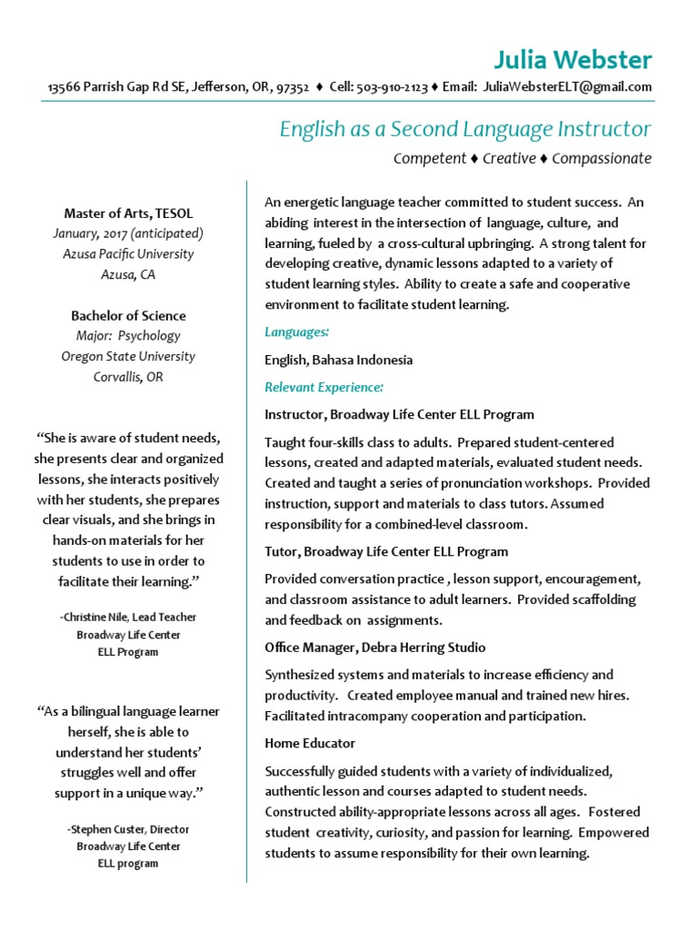 Julia Webster CV | PDF