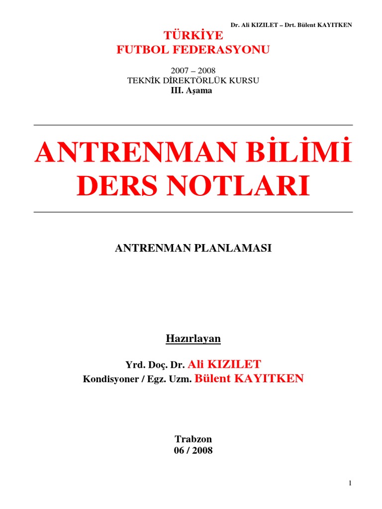 ANTRENMAN Bilimi TFF Notları | PDF