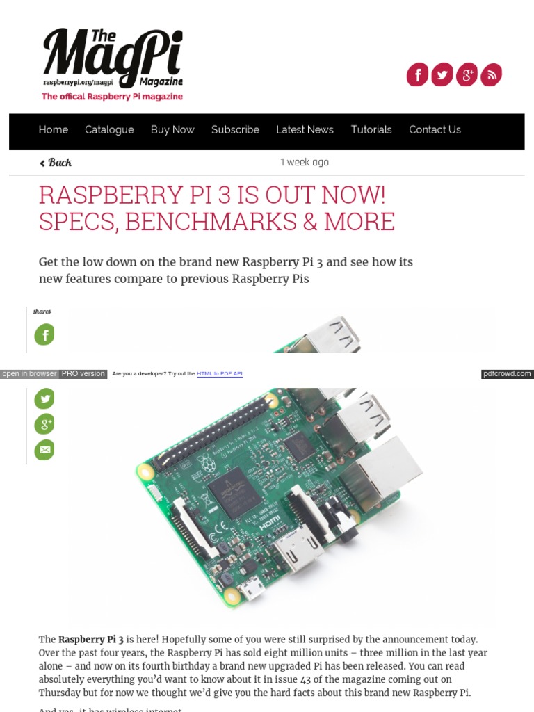 Raspberry Pi 3 is Out Now! Specs Benchmarks & More | Raspberry Pi ...