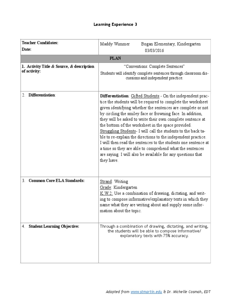 Edtpa Task 1 Part B - Plans For Learning Segment 3 | PDF | Worksheet ...