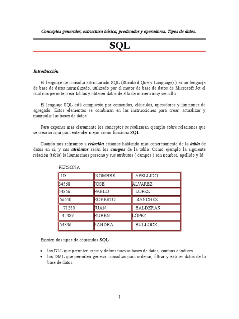 Conceptos Generales SQL | PDF | SQL | Tabla (base de datos)