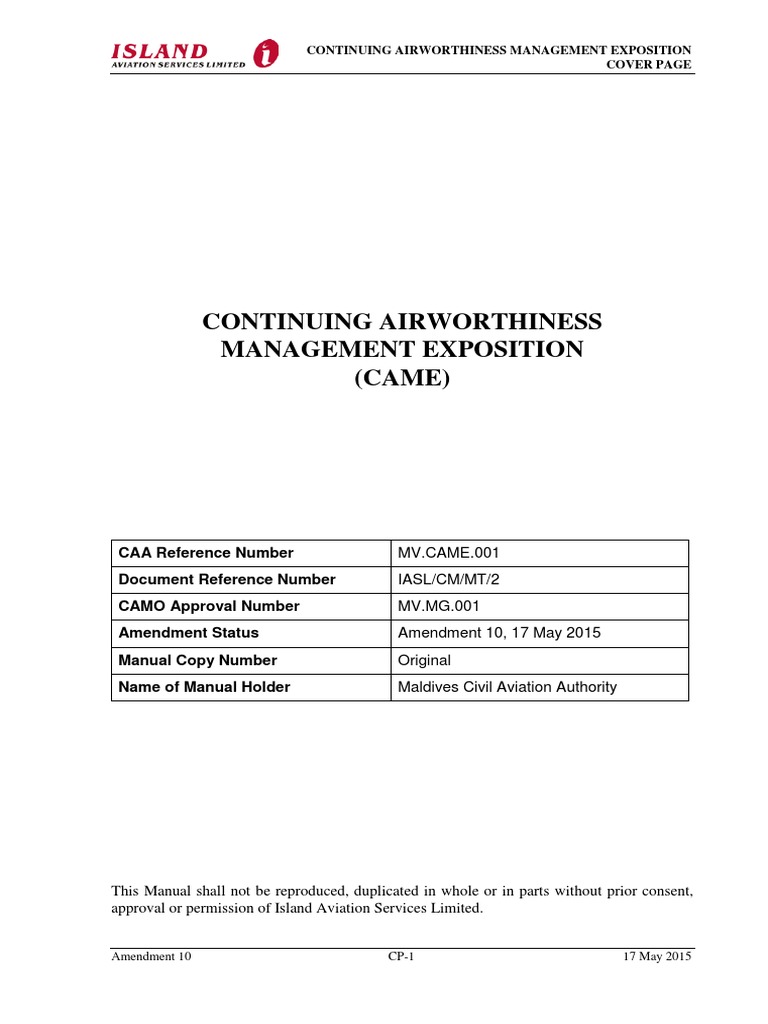Continuing Airworthiness Management Exposition Covered | PDF | Safety ...