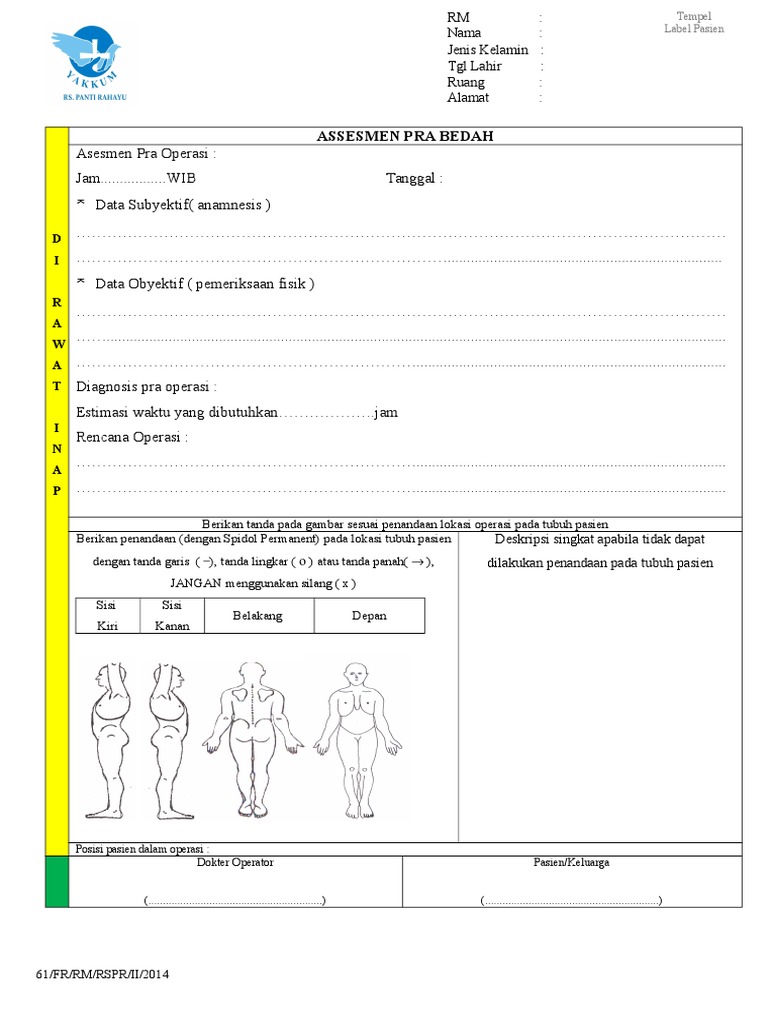 61.assesmen Pra Bedah | PDF