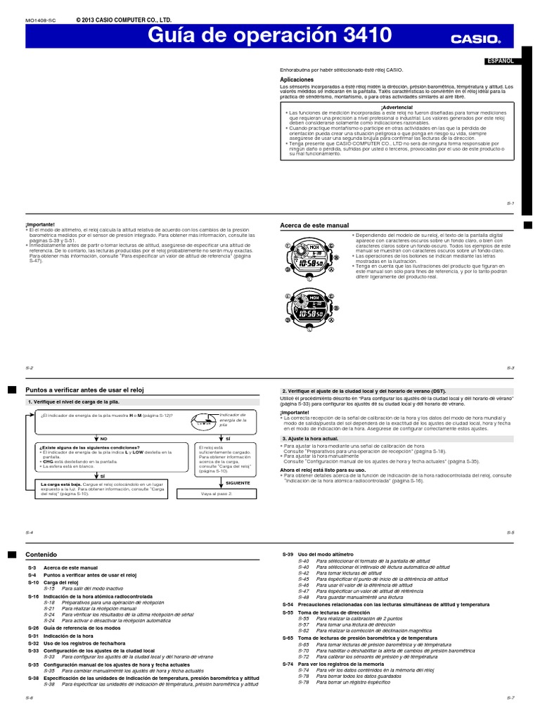 Casio 3410 | PDF | Horario de verano | Altímetro