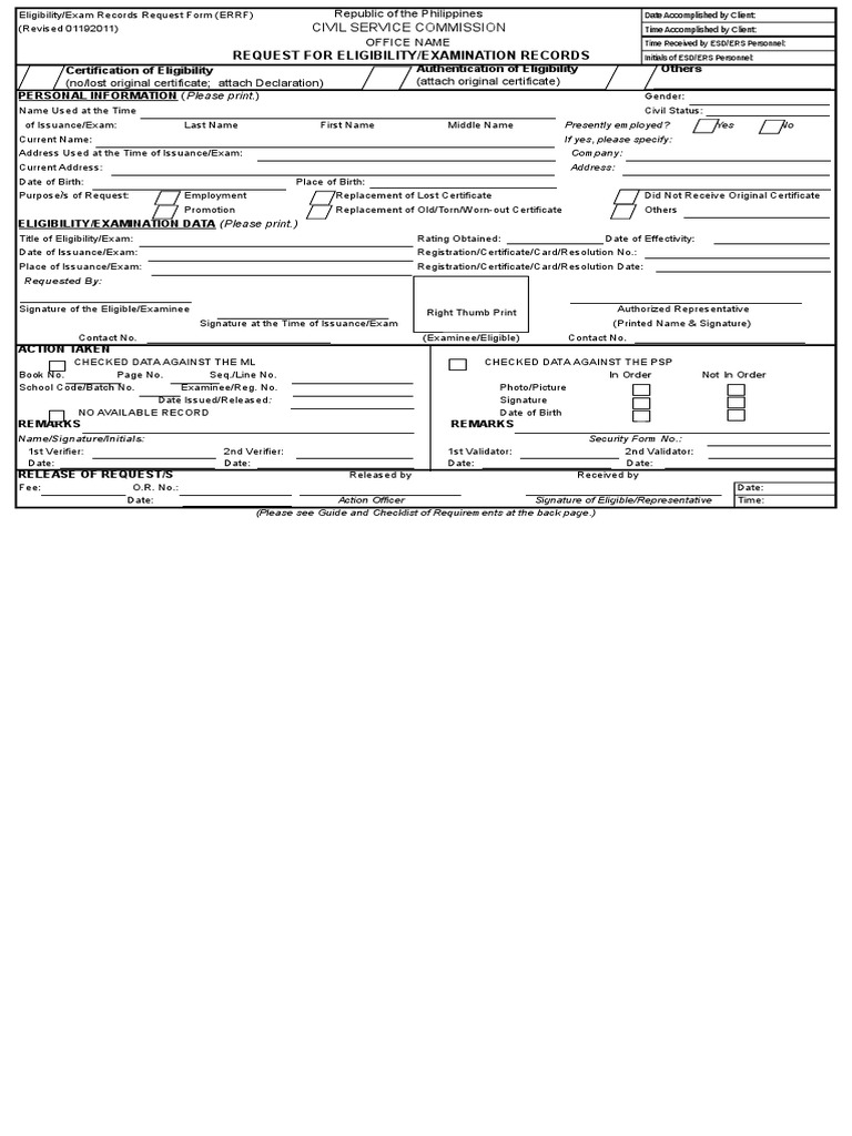 ERRF (Authentication Certification) | Signature | Identity Document