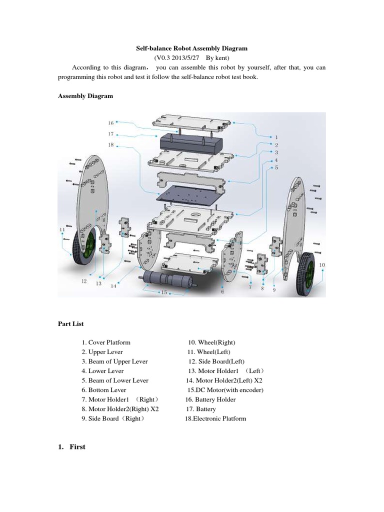 Self-Balance Robot Assembly Diagram: 1. First | PDF