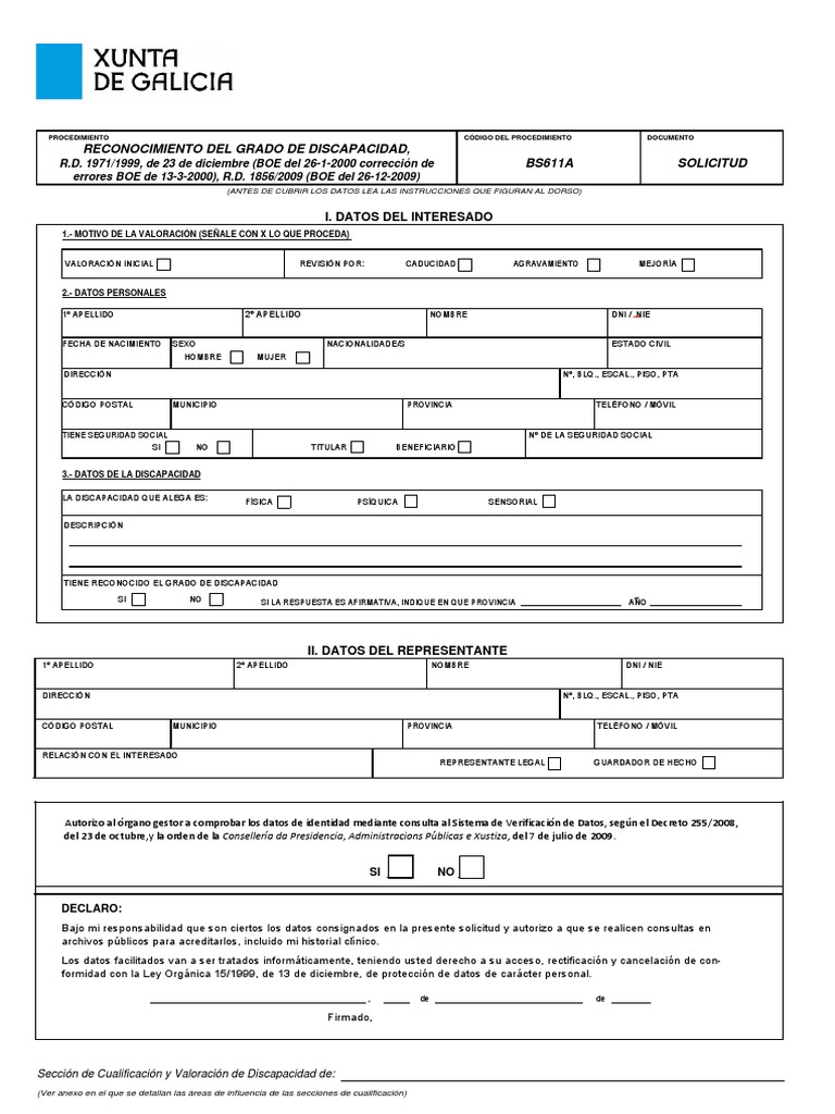 Solicitud Grado Discapacidad PDF | PDF | Cuidado de salud del gobierno | Bienestar