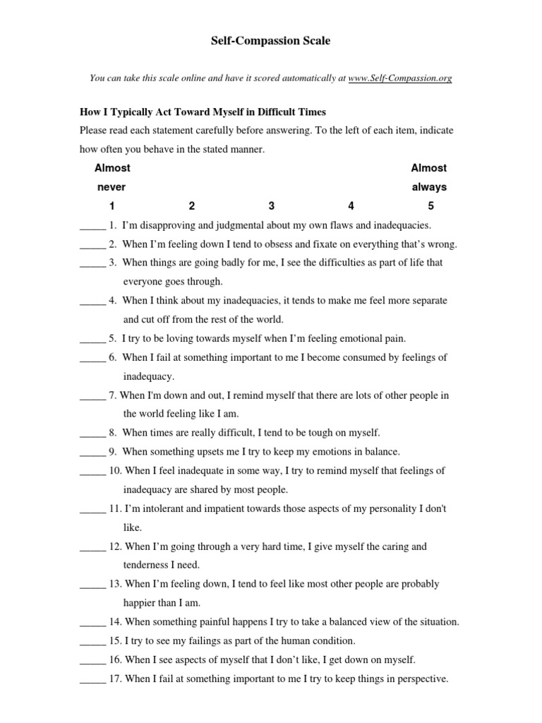 Self Compassion Scale | PDF | Emergence | Emotions