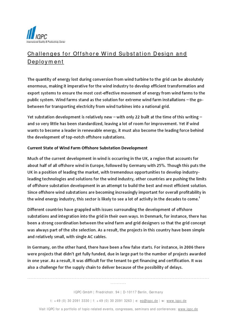 Offshore Substation Design Challenges | PDF | Offshore Wind Power ...