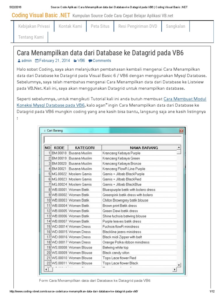 Menampilkan Data Ke Datagrid Vb6 Pdf