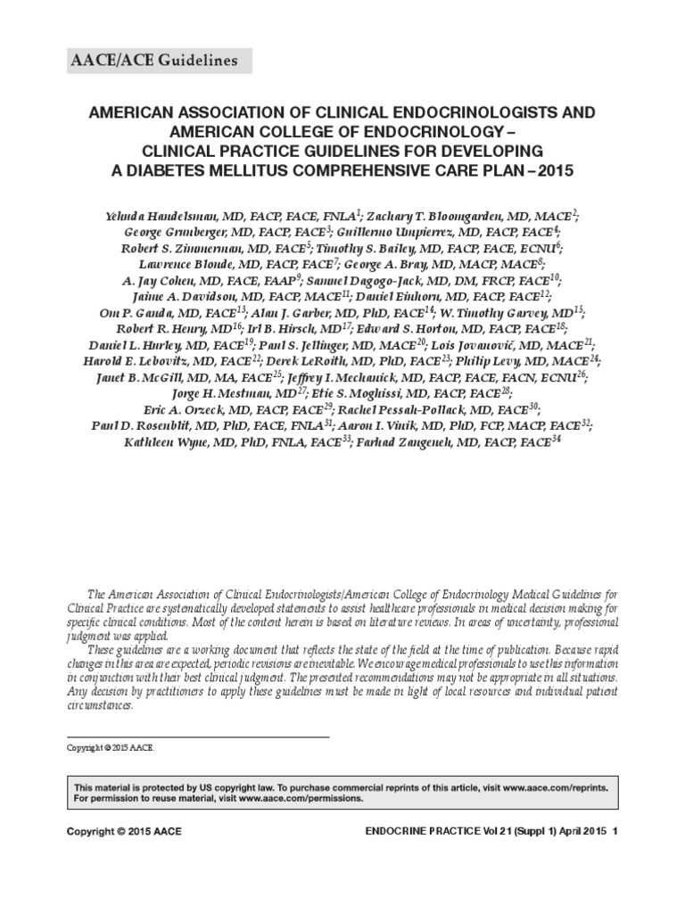 AACE-ACE - Practice Guidelines For Developing Diabete Mellitus | PDF ...
