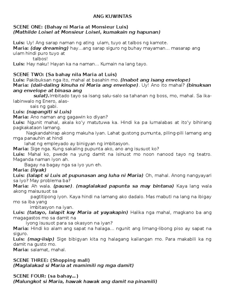 Ang Kuwintas Script | PDF