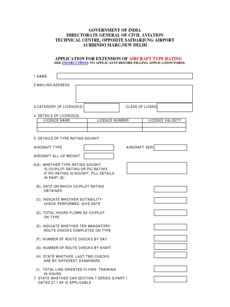 Application for Aircraft Type Rating Extension | PDF | Aircraft | Aerospace