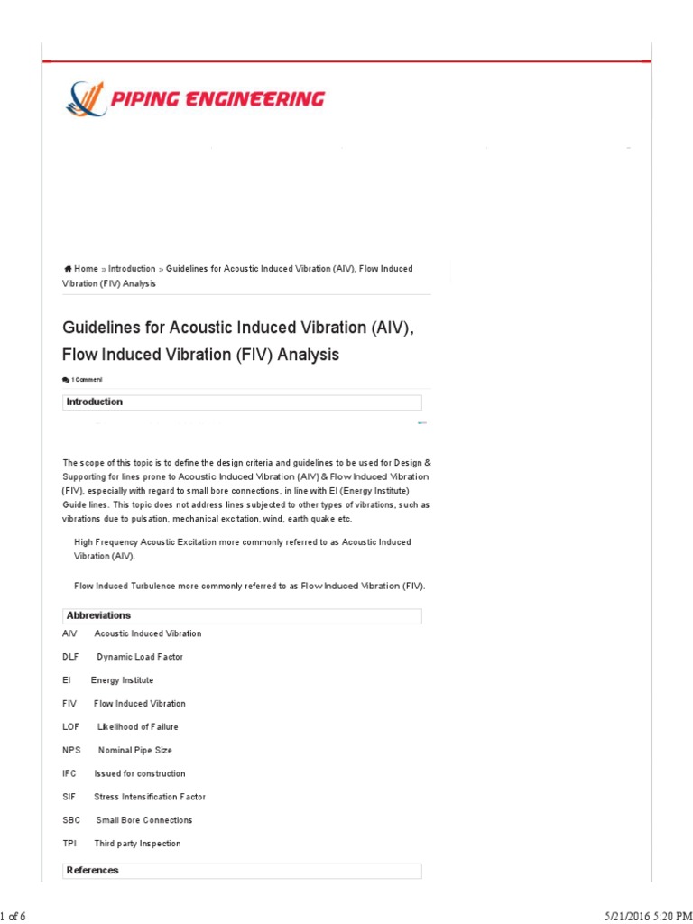 AIV and FIV Analysis Guidelines | PDF | Pipe (Fluid Conveyance) | Acoustics