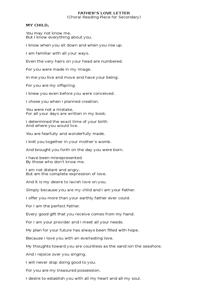 Father's Love Letter | PDF | Jesus | Religious Belief And Doctrine