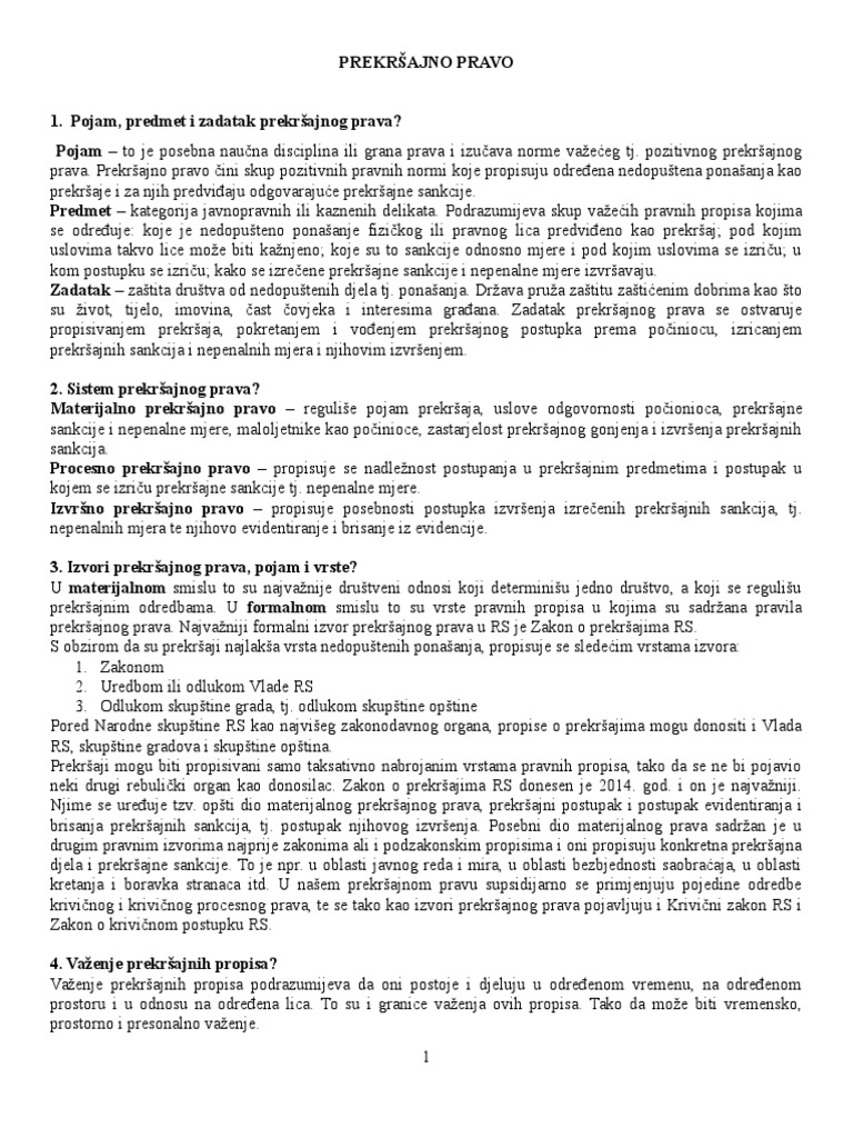 Prekršajno Pravo Skripta | PDF