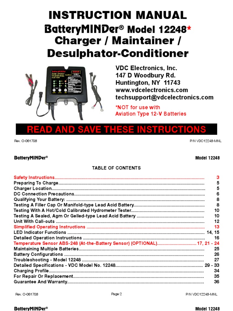 Battery Minder Manual | PDF | Battery Charger | Manufactured Goods