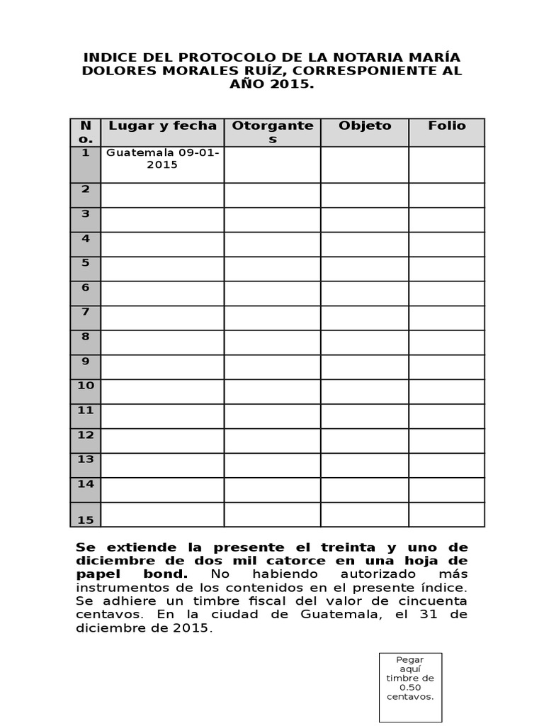 Indice Del Protocolo | PDF