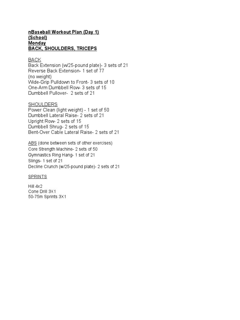 Baseball Workout Plan | PDF | Hobbies | Individual Sports