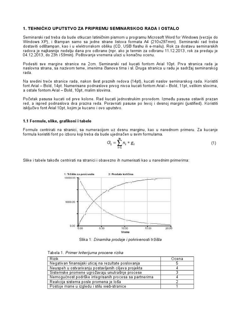 Tehnicko Uputstvo Za Izradu Seminarskog Rada | PDF