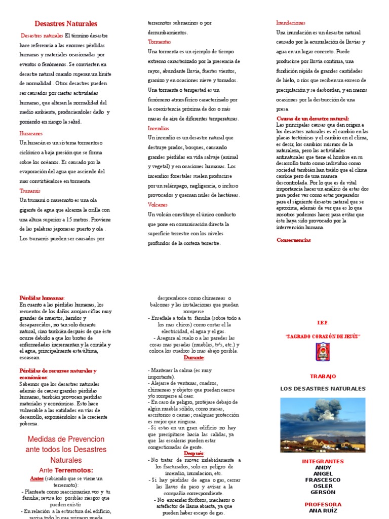 Triptico Desastres Naturales | PDF | Desastres naturales | Tsunami Triptico Desastres Naturales | PDF | Desastres naturales | Tsunami