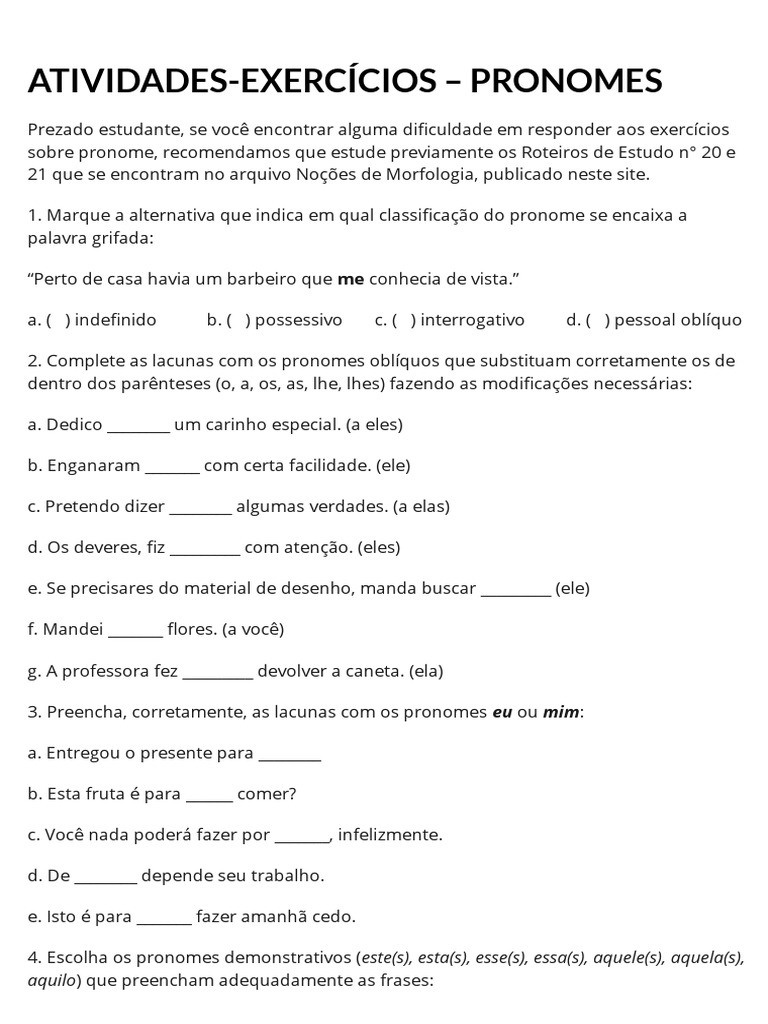 Atividades pronomes, Pronomes, Pronomes indefinidos - trussmate.com