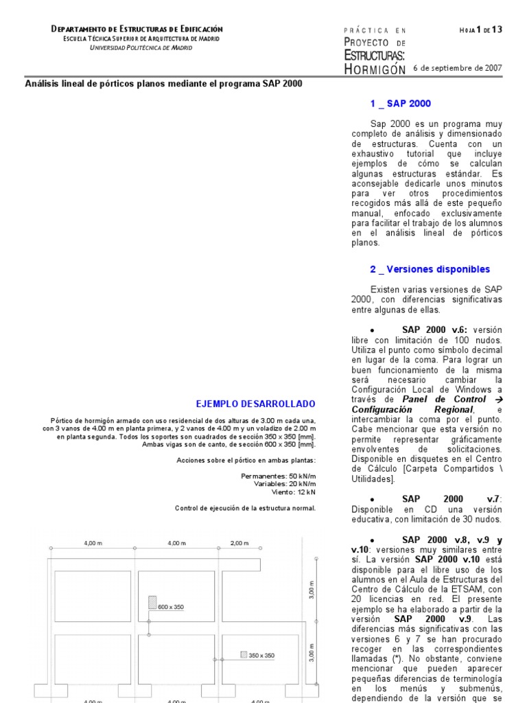 Manual Basico Sap2000 v10 | PDF | Madrid | Hormigón