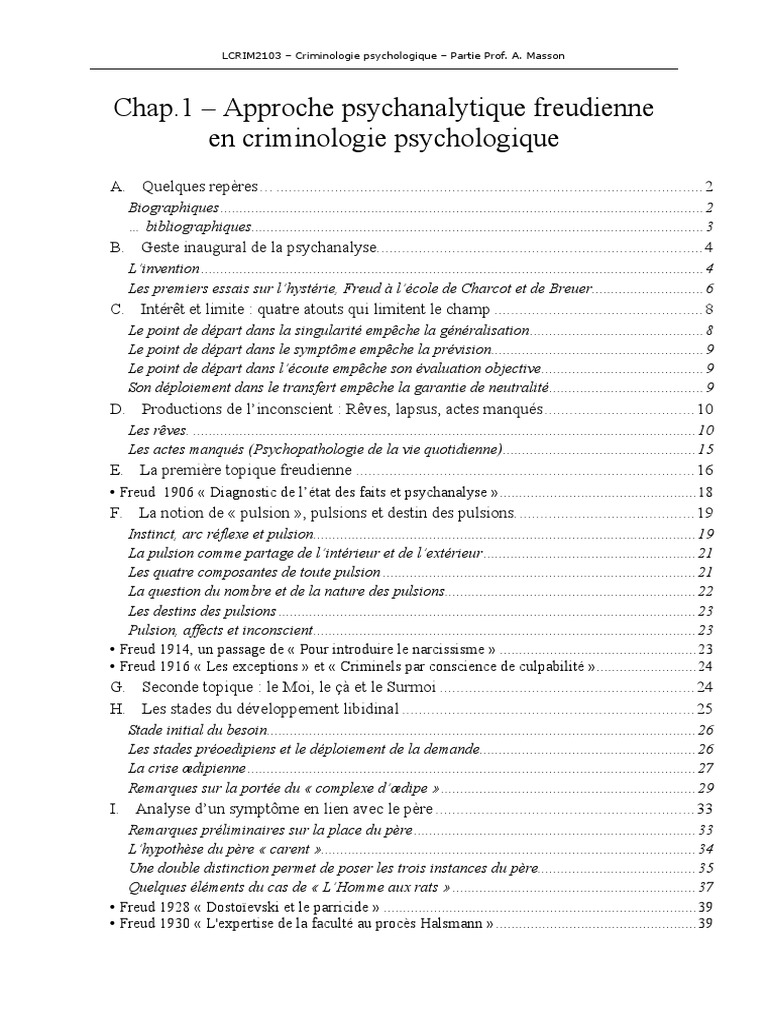 Approche freudienne en criminologie | PDF | Psychanalyse | Sigmund Freud