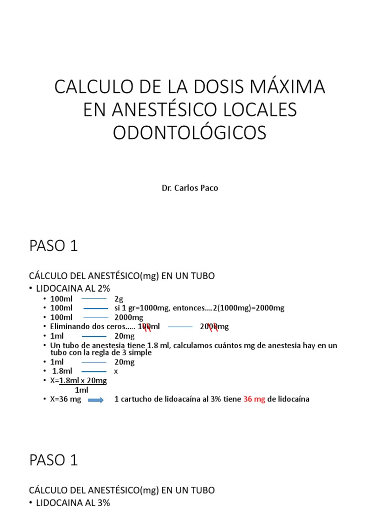 Cálculo de Dosis Máxima de Anestesia | PDF | Grupo funcional | Medicina