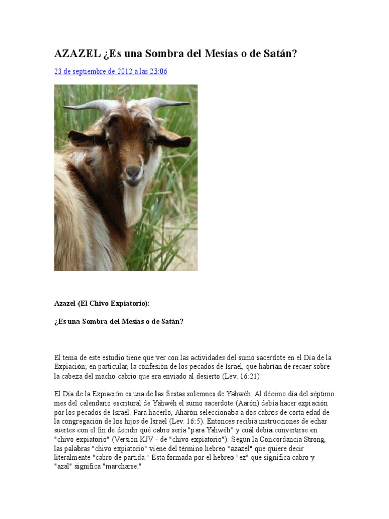 AZAZEL A Quien Representa | PDF | Expiación en el cristianismo | Pecado
