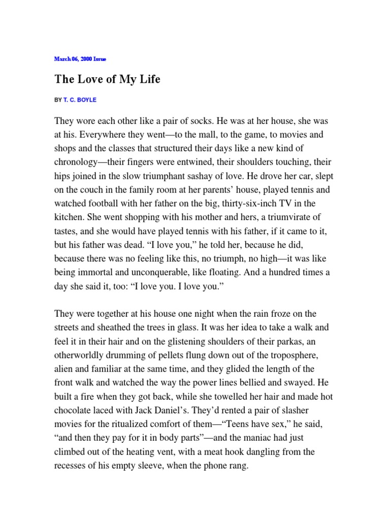 T. C. BOYLE - The Love of My Life | PDF | Nature | Leisure