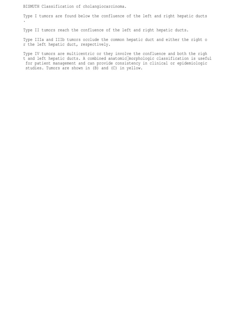 BISMUTH Classification of Cholangiocarcinoma | PDF