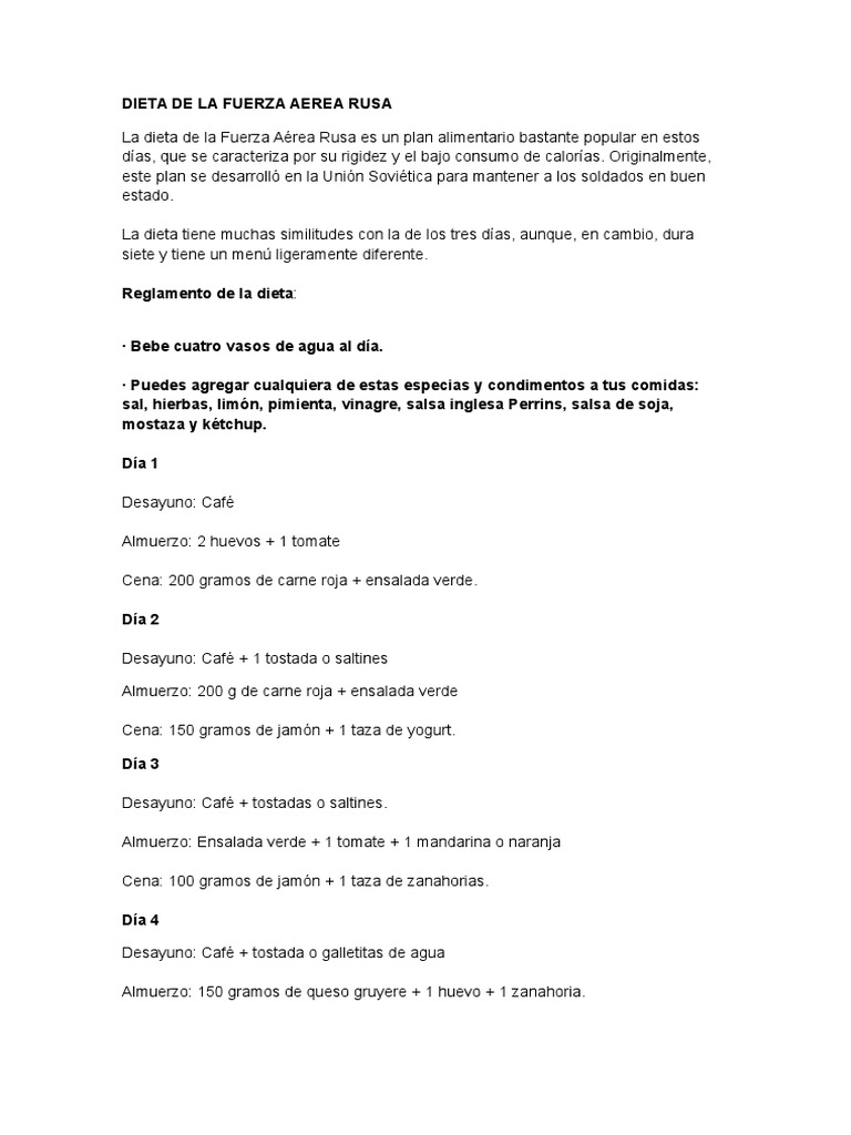 Dieta de La Fuerza Aerea Rusa | PDF