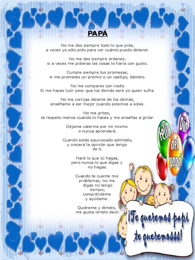 Poema Dia Del Padre | PDF | Relaciones personales, crianza y desarrollo ...