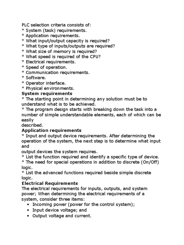 PLC Selection Criteria for Microcontroller | Input/Output ...