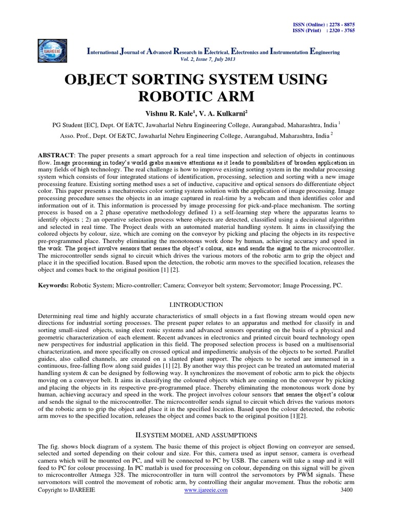 Object Sorting System Using PDF | PDF | Arduino | Servomechanism
