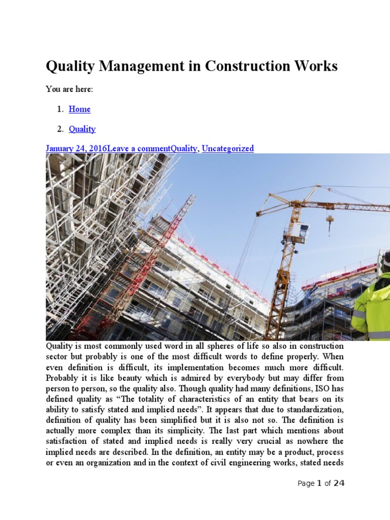 Quality Management in Construction Works | PDF | Quality (Business ...