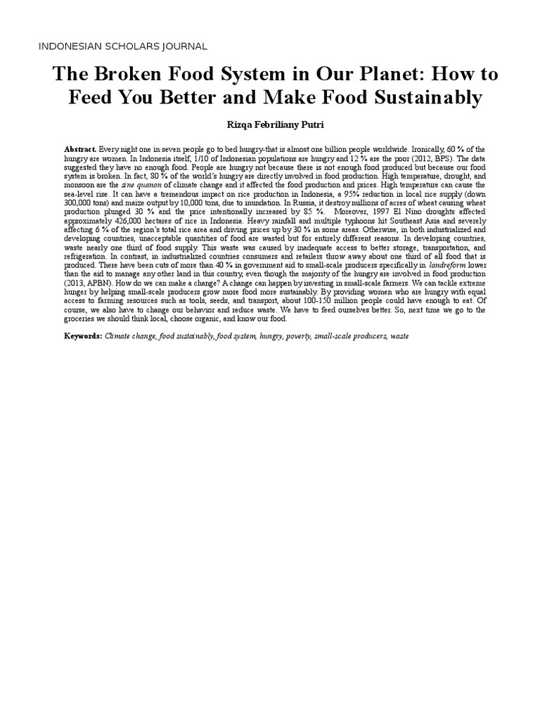 The Broken Food System in Our Planet | PDF | Rice | Foods